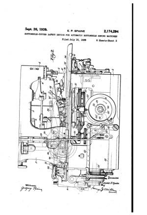 Patent US 2174294 A: Buttonhole-cutter safety device for automatic ...