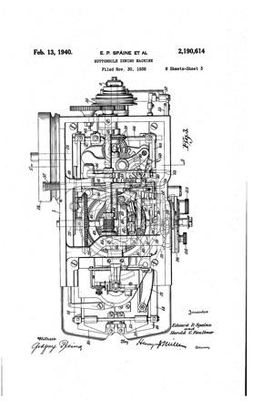 Patent US 2190614 A: Buttonhole sewing machine